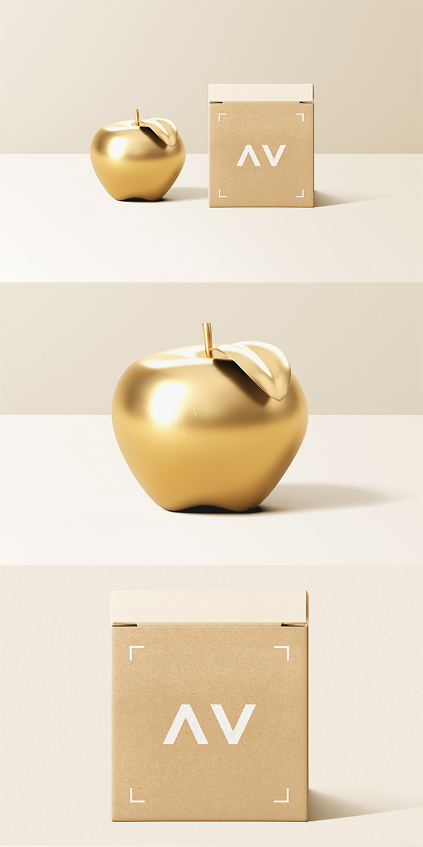 Apple With Box Mockup | AlienValley
